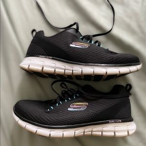 Skechers Shoes | Skechers Silver Weaved Slip On Sneakers Sz 85 | Poshmark